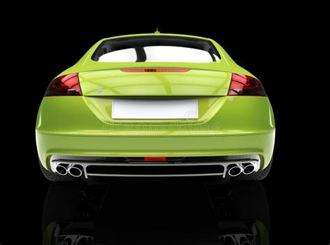 Bright Green Car On Black Background Back View Stock Illustration Illustration Of Isolated