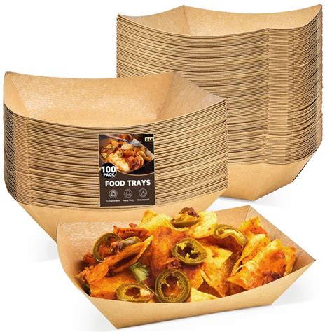 Zorrita 3 Lb Paper Food Trays 100 Pack Disposable