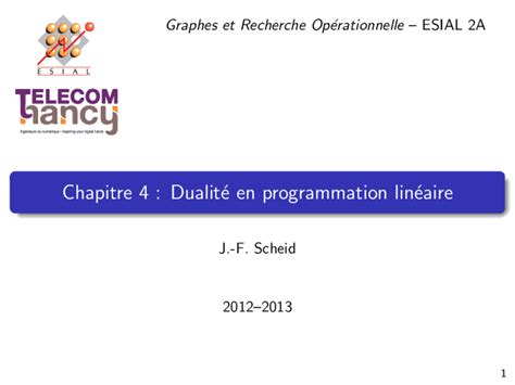 Notes Sur La Dualité En Programmation Linéaire 1° Partie Docsity