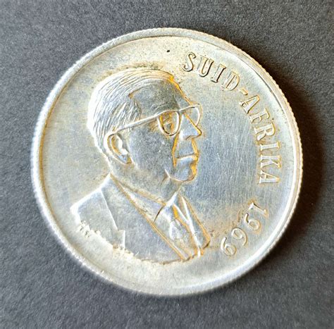One Rand South Africa R1 Coin 1969 Silver Coin 8o Silver