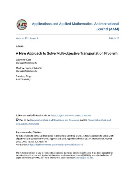 Pdf A New Approach To Solve Multi Objective Transportation Problem