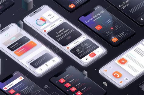 Smartphone Mobile App Interface Mockup With Ui Active Blocks And
