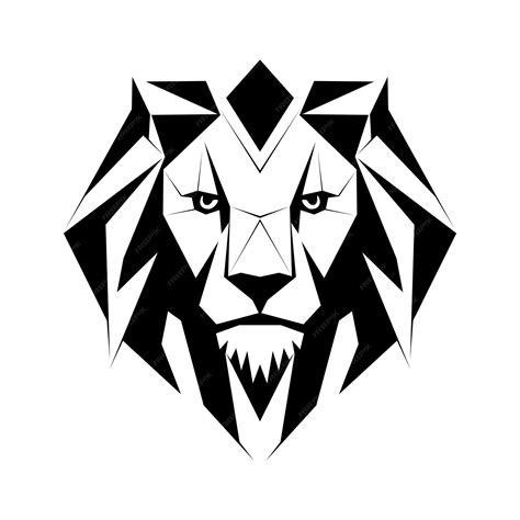 Premium Vector Lion Logo Design Abstract Black Geometric Lion Head Lion Face Drawing