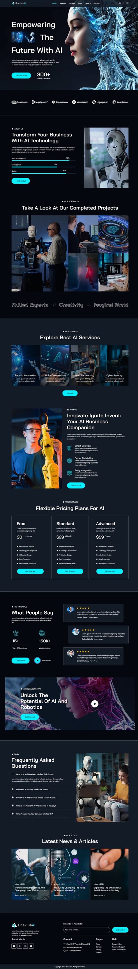 braviusai ai and robotics elementor template kit by evonicmedia
