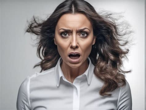 Premium Ai Image Attractive Shocked And Scared Young Woman Standing