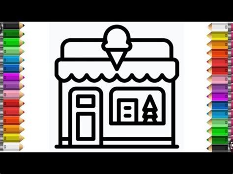 How To Draw Icecream Shop Easy Step By Step Icecream Shop Drawing