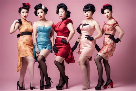 Full Body Portrait Of Multiple Asian Pinup Models By Warioswar On