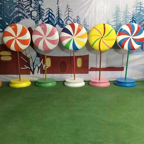 Candyland Party Decorations Giant Candy Candy Cane Lollipop Display Props Fiberglass Statue For