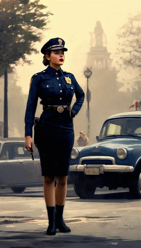 A Policeman Girl Regulates Traffic At An Intersection 1940s
