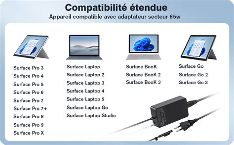 Chargeur Surface Pro 65w Chargeur Surface Pour Surface Pro 345677