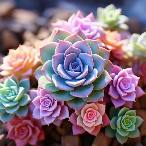 Majestic Succulent Composition With Delicate Pastel Hues And Whimsy