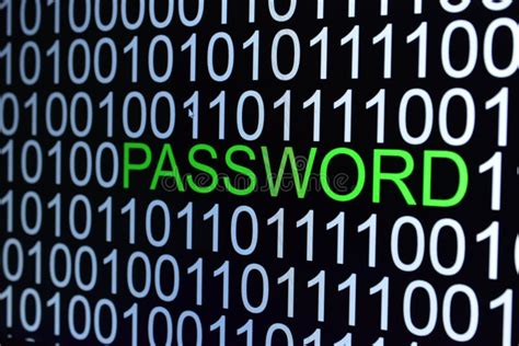 The Binary Code Number Background And Word Of Password In Green Color