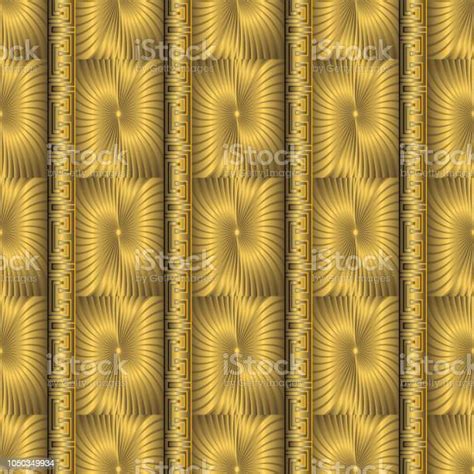 金色3d 紋理希臘鍵蜿蜒無縫圖案向量觀賞幾何金色背景表面 Ttxture分隔號紋 邊框 徑向形狀 螺旋 Factals Squaes華麗的設計向量圖形及更多不規則碎片形圖片 Istock