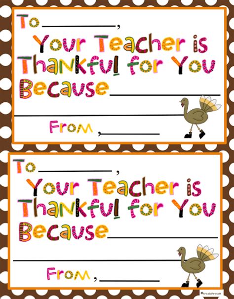 Your Teacher Is Thankful For You Classroom Freebies