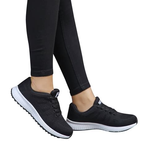 Mepaouo Women Foam Sneakers Lace Up Cushion Soft Sole Running Shoes