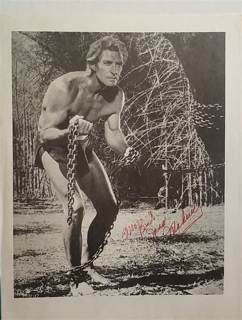 Jock Mahoney Autograph On A Tarzan Movie Still Reproduction Vintage