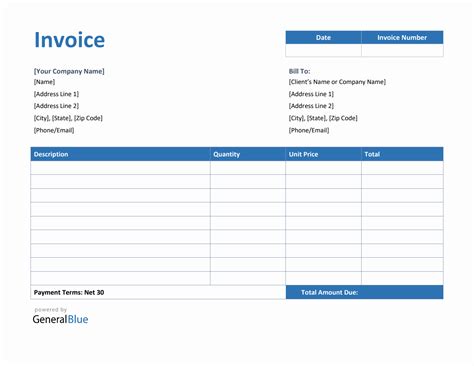 Us Invoice Template Templates