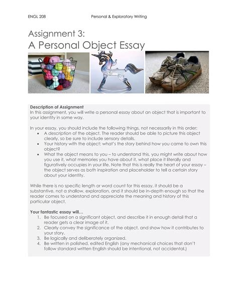 Engl 208 Assignment 3 A Personal Object Essay Pdf