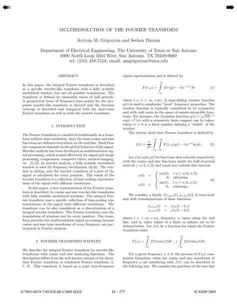 Pdf Multiresolution Of The Fourier Transform