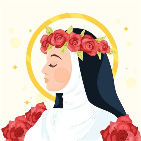Ilustración Plana Santa Rosa De Lima Vector Premium