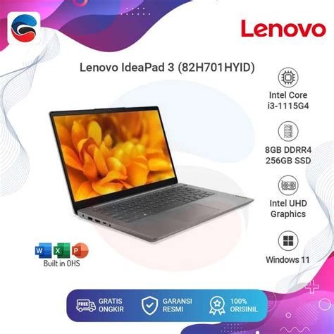 Jual Lenovo Laptop Ideapad 3 14itl6 Intel Core I3 8gb 256gb Win 11 82h701hyid Di Seller