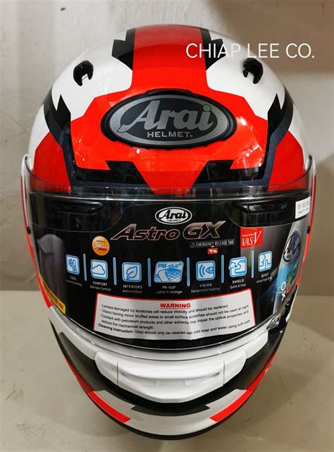 Chiap Lee Co Arai Astro Gx Face New Red Grey Blue