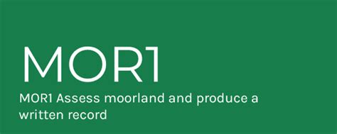 Mor1 Assess Moorland And Produce A Written Record