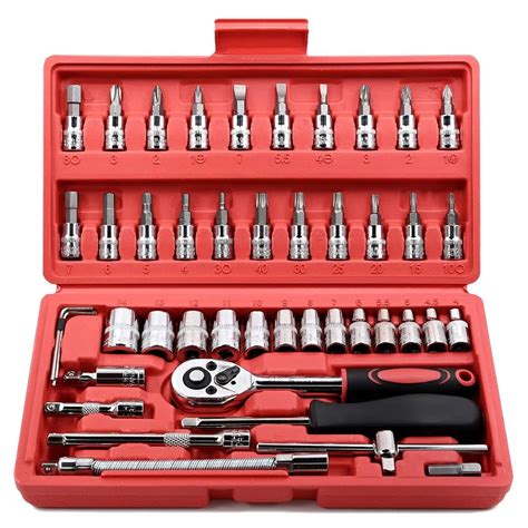 46 Pcs 14 Drive Socket Wrench Set Ratchet Wrench Set With 4 14mm Cr