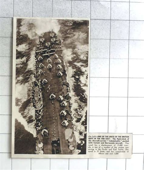 1945 Flight Deck Aircraft Carrier Indomitable Corsair Barracuda Eur 712 Picclick It