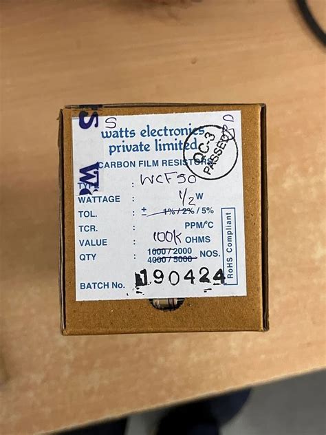 Through Hole 100 Ohm Watts Wcf50 Carbon Film Resistor For Electrical