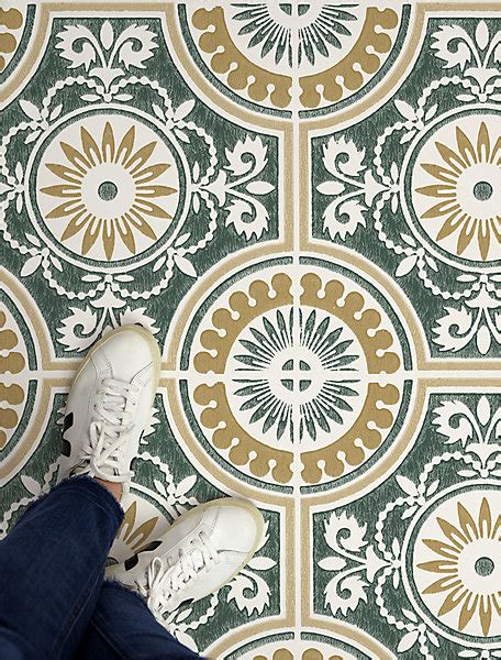 Floorpops Ezra Green Peel And Stick Floor Tiles Fp4665
