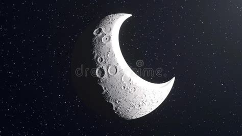 Stunning 3d Rendering Of The New Moon On A Black Background Detailed