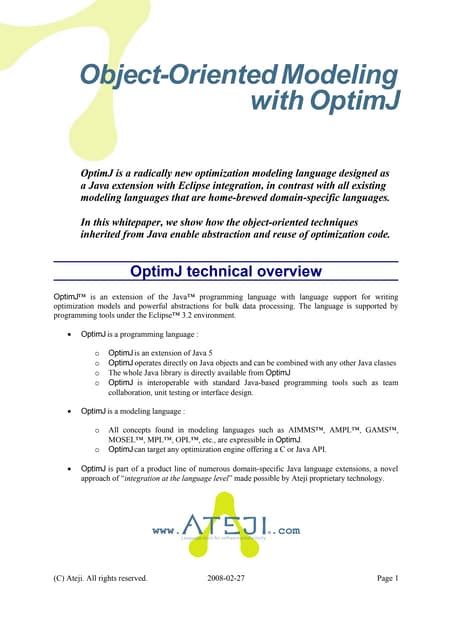 Object Oriented Modeling With Optimj Pdf