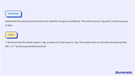 solved determine the exponential function that satisfies the given