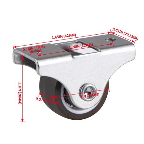 8 Pack Rigid Casters 1 Low Profile Caster Wheel Top