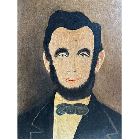 Circa 1940 American Folk Revival Portrait Of Abraham Lincoln Oil On
