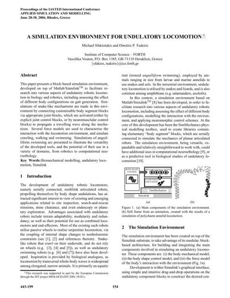 A Simulation Environment For Undulatory Locomotion Citeseerx