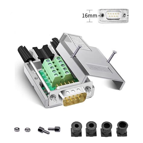 Db9 Male Solderless Type Shielded Metal Hood Solder Free Breakout Conn