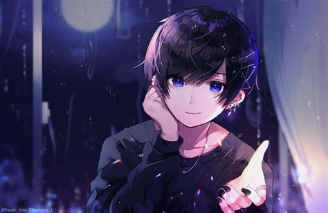 Download Anime Boy Black Hair Blue Eyes Wallpaper