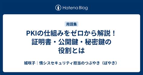 pkiの仕組みをゼロから解説！証明書・公開鍵・秘密鍵の役割とは 城咲子｜情シスセキュリティ担当のつぶやき（ぼやき）