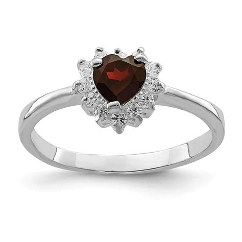 Sterling Silver Garnet Ring Size 6 Measures 2mm Wide