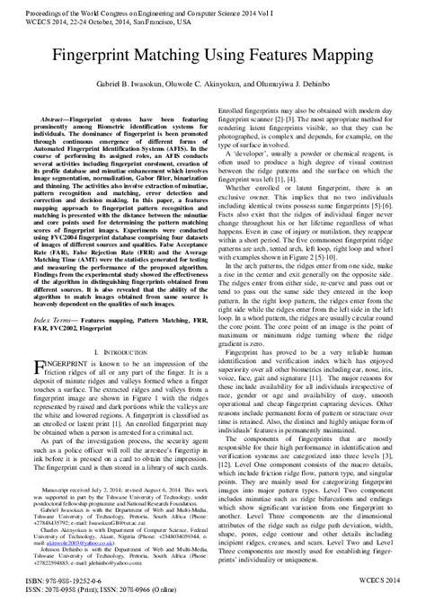 Pdf Fingerprint Matching Using Features Mapping