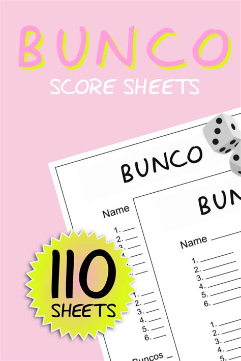 Bunco Score Sheets Track Your Rolls Cheer Your Buncos Celebrate Your