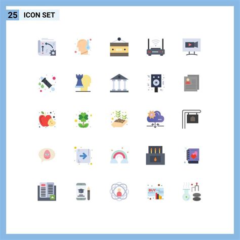 Modern Set Of 25 Flat Colors And Symbols Such As Internet Wifi Temperature Router Entertainment
