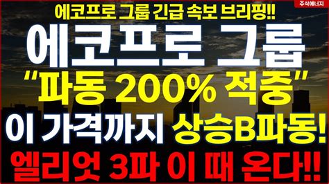 에코프로 그룹 파동 200 적중 이 가격까지 상승 B파동 엘리엇 3파 이 때 온다 에코프로 에코프로머티 긴급속보 브리핑 Youtube