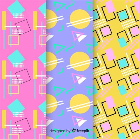 Free Vector Memphis Concept Pattern Collection
