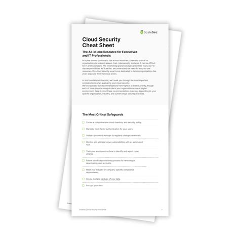 Cheat Sheet Cloud Security Scalesec