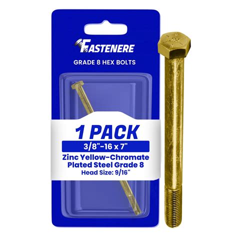 Fastenere 3 8 16 X 7 Hex Bolts Grade 8 Zinc Yellow Chromate Plated