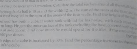 1 Cm Cube Is Cut Into 1 Cm Cubes Calculate The Total Surface Area Cof Al