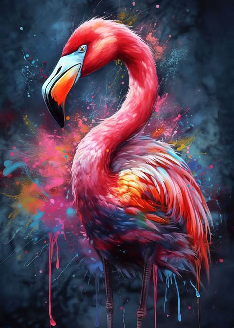 Flamingo Painting Poster Picture Metal Print Paint By Karolina